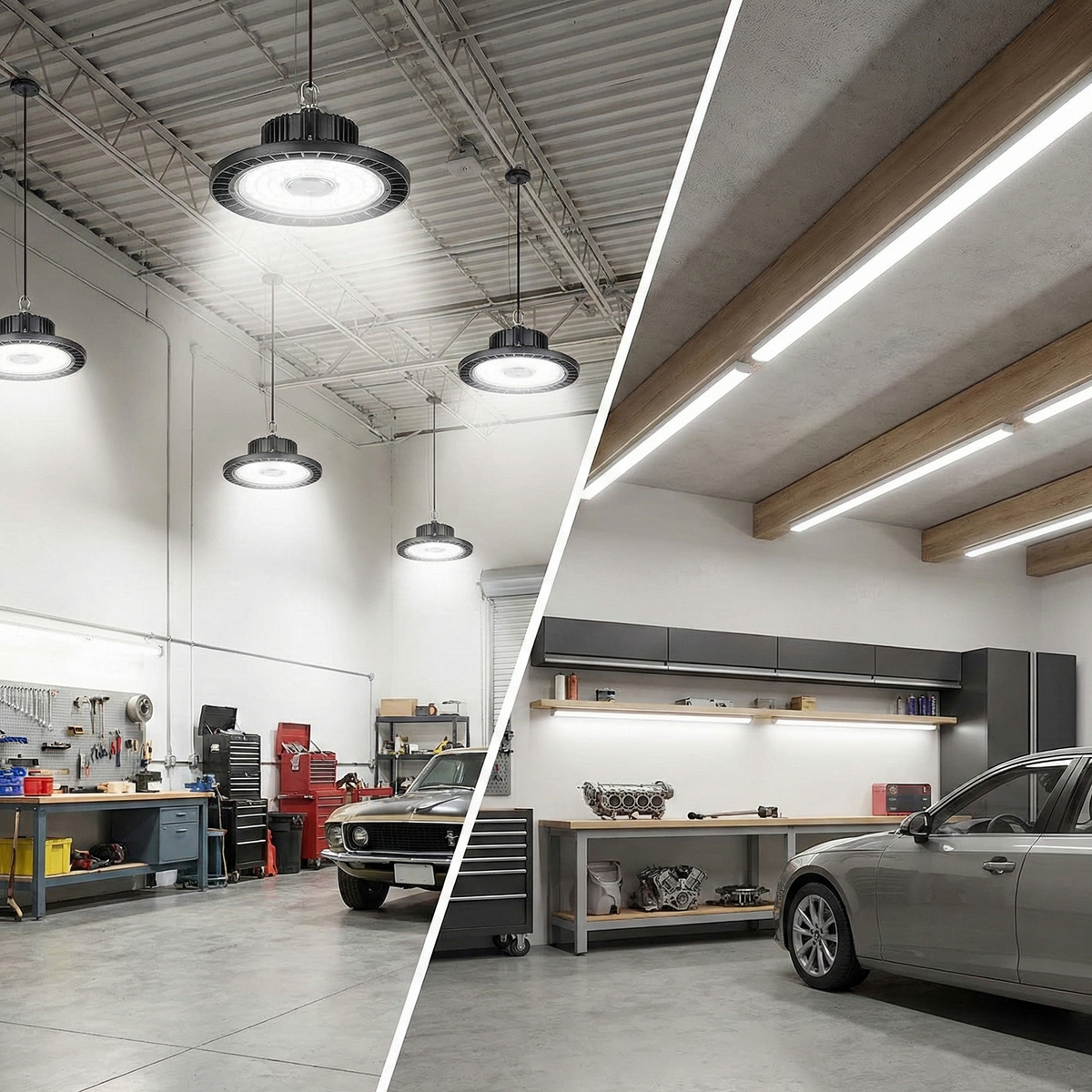 UFO High Bay vs. Strip Lights: Garage Lighting Guide – Hyperlite