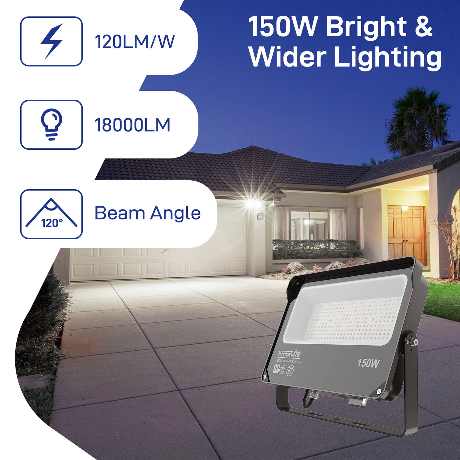 Hyperlite Led Flood Light with Photocell - Mars Series (UM) - 150W, 2