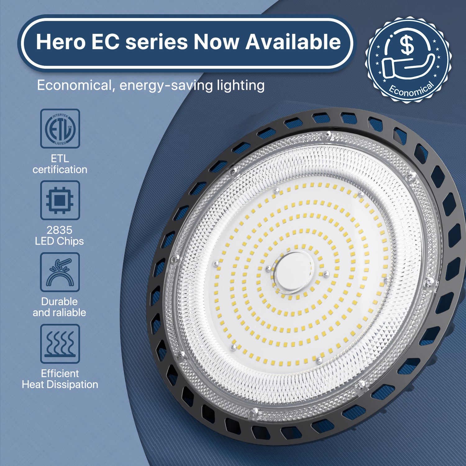 HYPERLITE UFO LED High Bay Light - EC Series, 2 Pack, AC 120V, Up to 3 ...