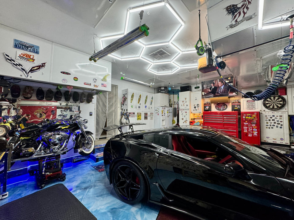 Hyperlite Hexagon Garage Lights 5 Grids | Dimmable | Bright Garage ...