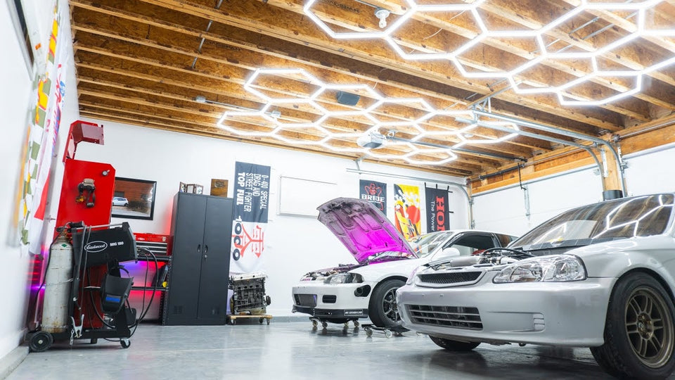 Hyperlite Hexagon Garage Lights 14 Grids | Bright LED Lighting