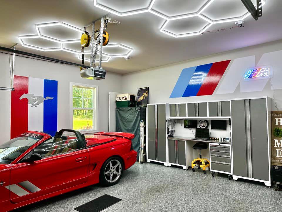 Hyperlite Hexagon Garage Lights 2-3 Grids | Bright Garage Lighting