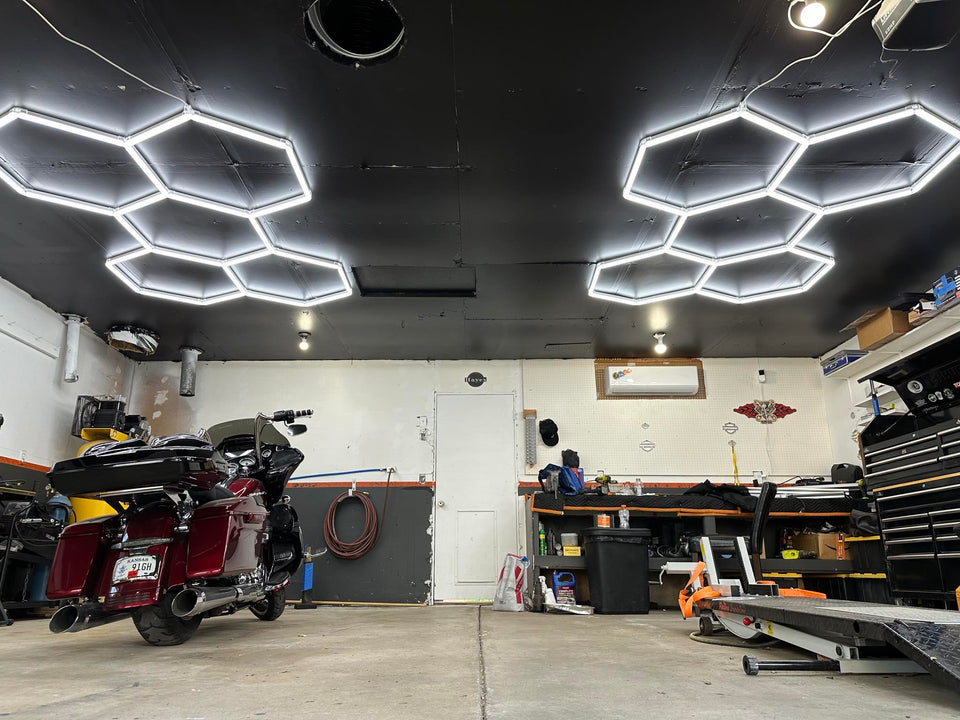 Hyperlite Hexagon Garage Lights 5 Grids | Dimmable | Bright Garage ...