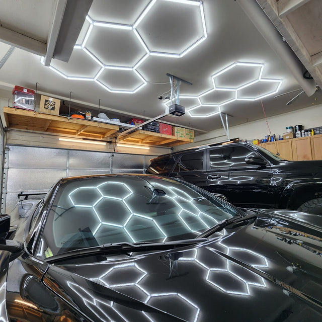 Hyperlite Hexagon Garage Lights 5 Grids | Dimmable | Bright Garage ...